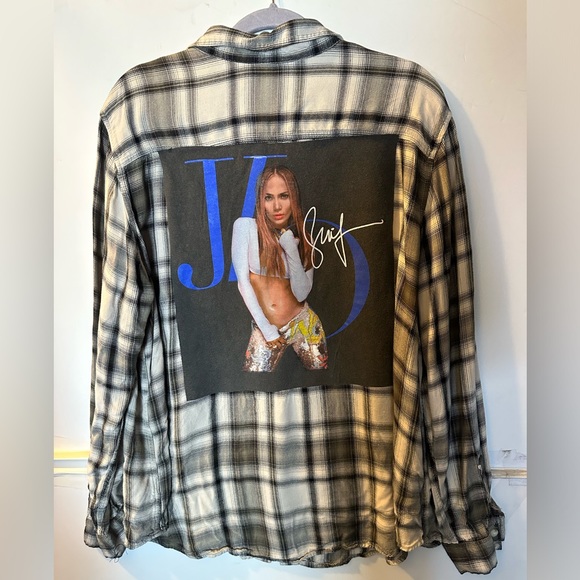 Mossimo Supply Co. | Tops | Jennifer Lopez Jlo Tshirt Upcycled Flannel ...